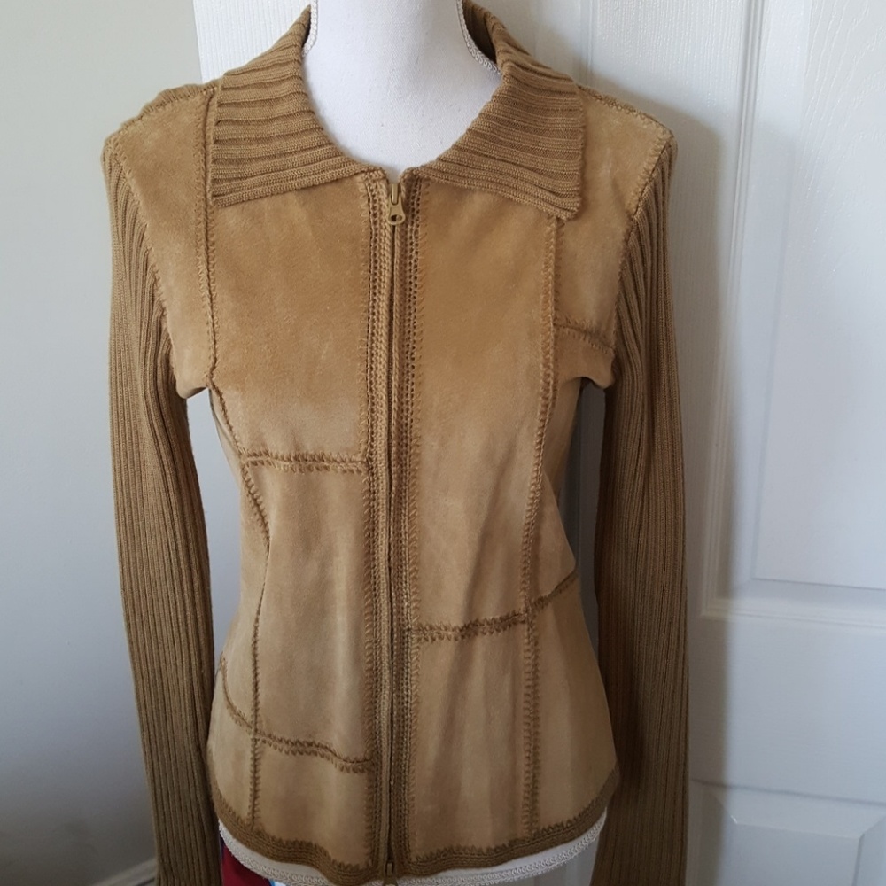 100% Suede&Knit Cardigan - Gem